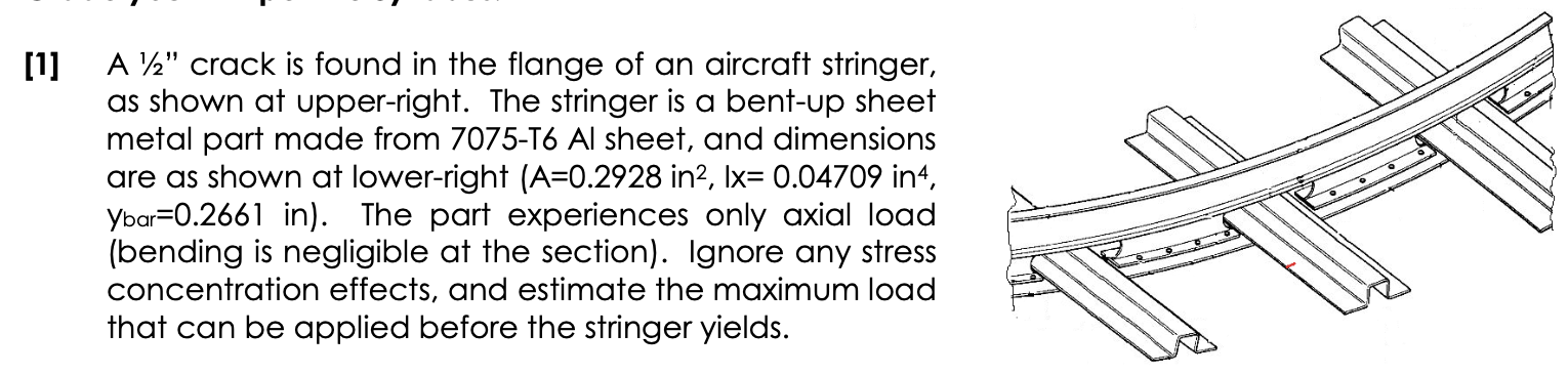 Solved A ½” crack is found in the flange of an aircraft | Chegg.com