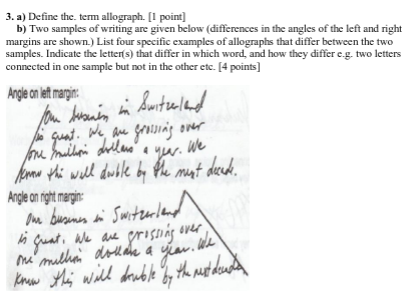 Solved 3. a) Define the. term allograph. [1 point] b) Two | Chegg.com