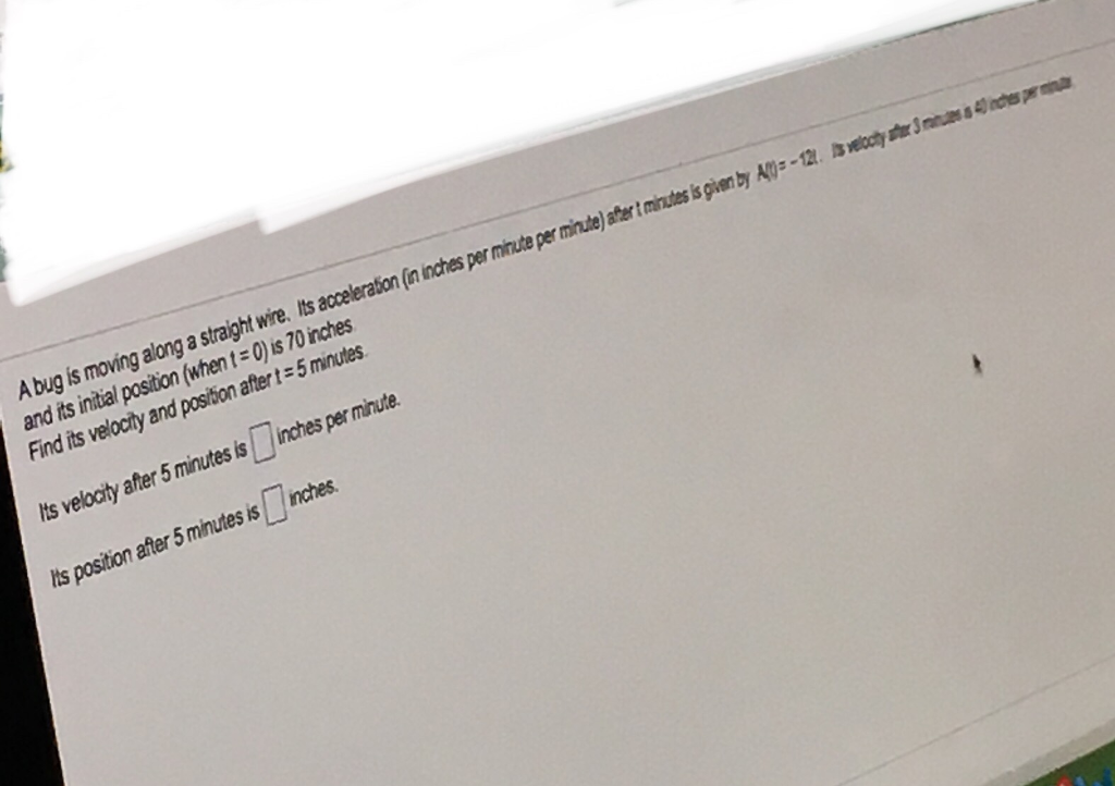 Solved A bug is moving along a straight wire, Its | Chegg.com