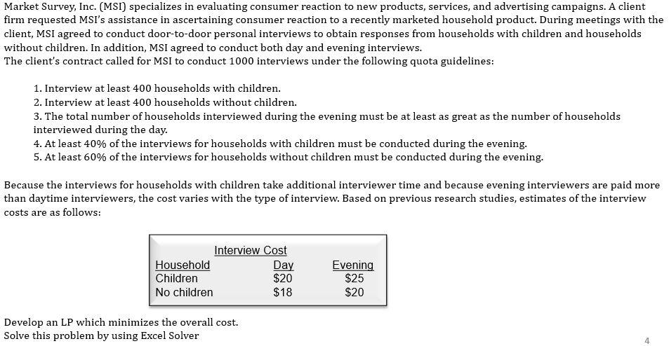 Solved Market Survey, Inc. (MSI) specializes in evaluating | Chegg.com