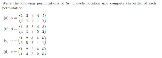 Solved Write the following permutations of $; in cycle | Chegg.com