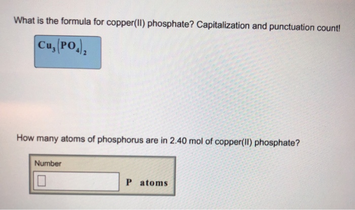 Solved What is the formula for copper(i) phosphate? | Chegg.com