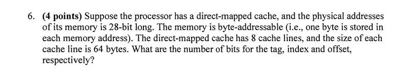 Solved (4 points) Suppose the processor has a direct-mapped | Chegg.com