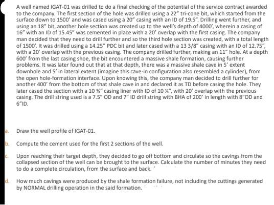 Solved A well named IGAT-01 was drilled to do a final | Chegg.com