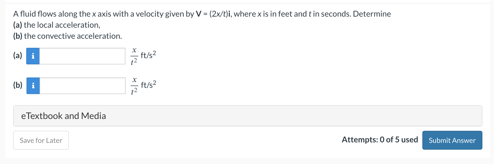 Solved A fluid flows along the x axis with a velocity given | Chegg.com