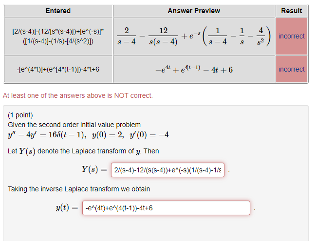Solved Entered Answer Preview Result 2 1 | Chegg.com