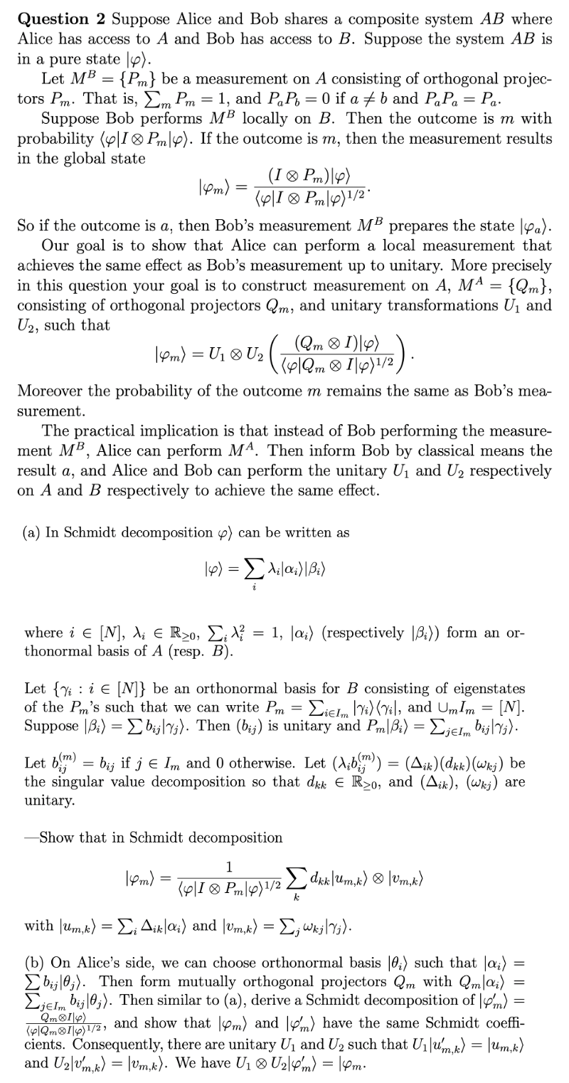 Solved Question 2 Suppose Alice and Bob shares a composite | Chegg.com