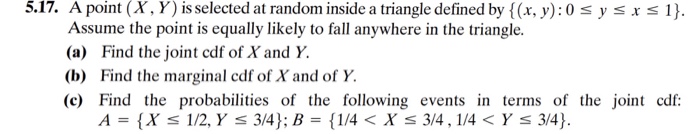 Solved 5.17. Apoint (X,Y) İs selected at random inside a | Chegg.com