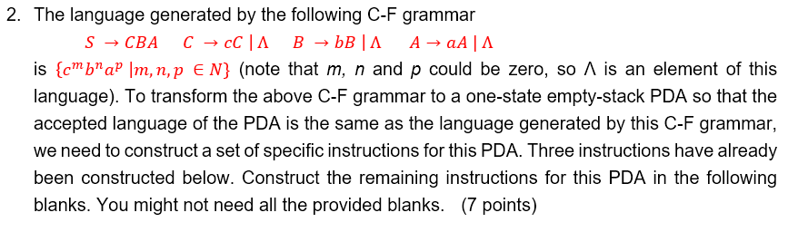 The language generated by the following C-F grammar | Chegg.com