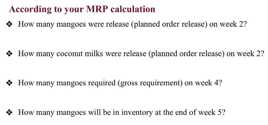 Solved MRP Day Order 1 / 2 / 3 /4 /5 50 / | Chegg.com