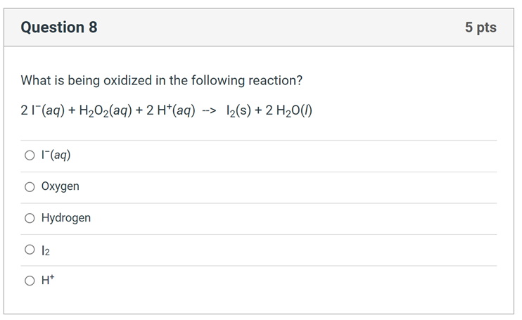 Solved What is being oxidized in the following reaction? | Chegg.com
