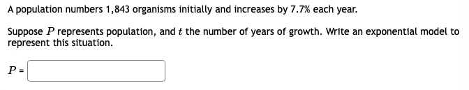 Solved A population numbers 1,843 organisms initially and | Chegg.com