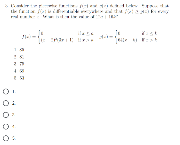 Solved Consider the piecewise functions f(x) ﻿and g(x) | Chegg.com