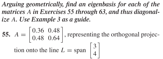 Solved linear algebra, follow the prompt to find eigenbasis, | Chegg.com