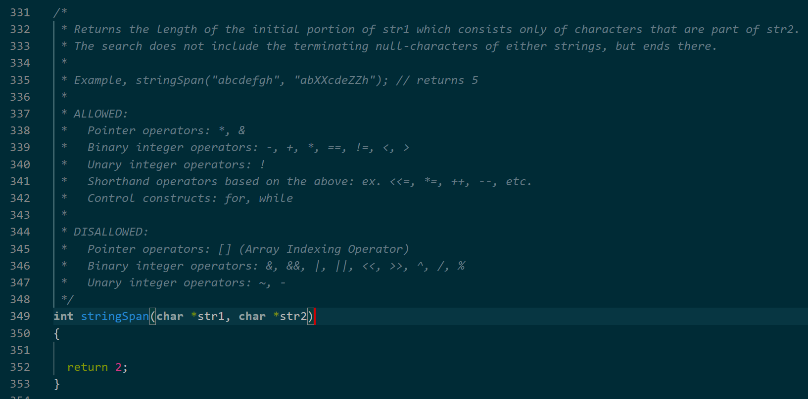 Solved /* * Returns the length of the initial portion of | Chegg.com