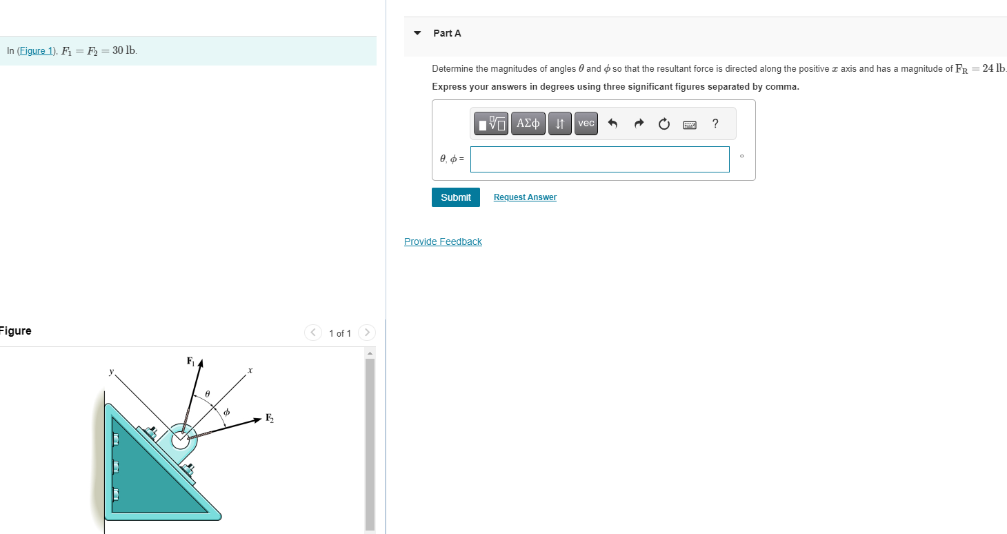 Solved Part ADetermine the magnitudes of angles θ ﻿and φ ﻿so | Chegg.com