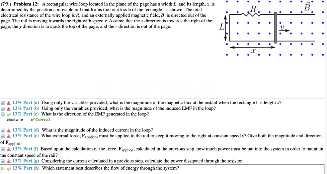 Solved (7\%) Problem 12: A rectangular wire loop located in | Chegg.com