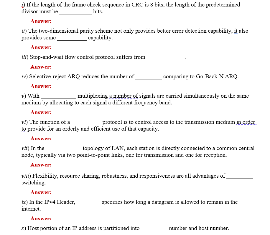 Solved i) If the length of the frame check sequence in CRC | Chegg.com