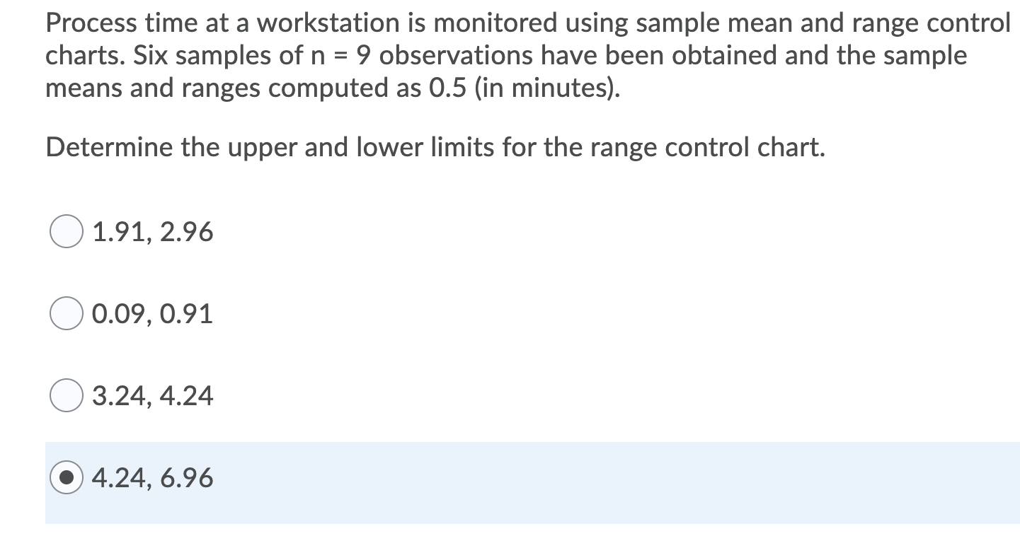 Solved Process time at a workstation is monitored using | Chegg.com