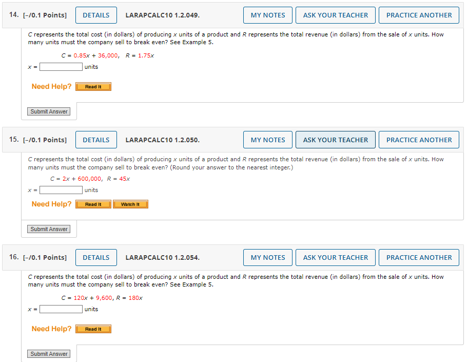 Solved C represents the total cost (in dollars) of producing | Chegg.com