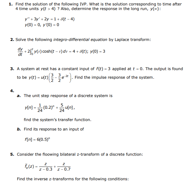Solved 1. Find the solution of the following IVP. What is | Chegg.com