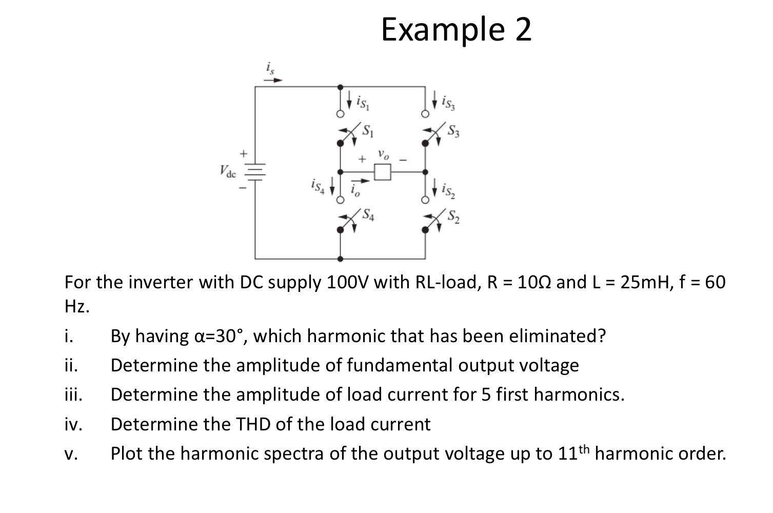 Solved For the inverter with DC supply 100V with RL‐load, R | Chegg.com