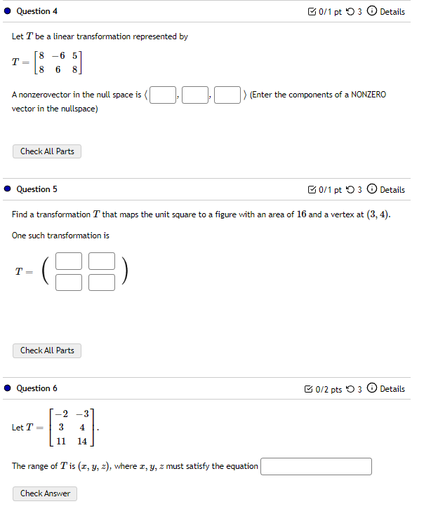Solved Let T Be A Linear Transformation Represented By