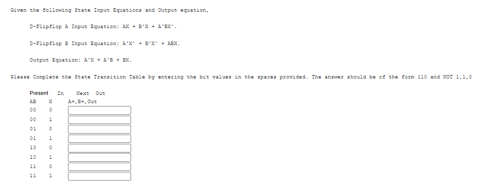 Solved Given the following State Input Equations and Output | Chegg.com