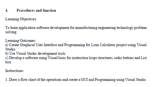 Solved 4. Procedures and function Leaming Objectives: To | Chegg.com