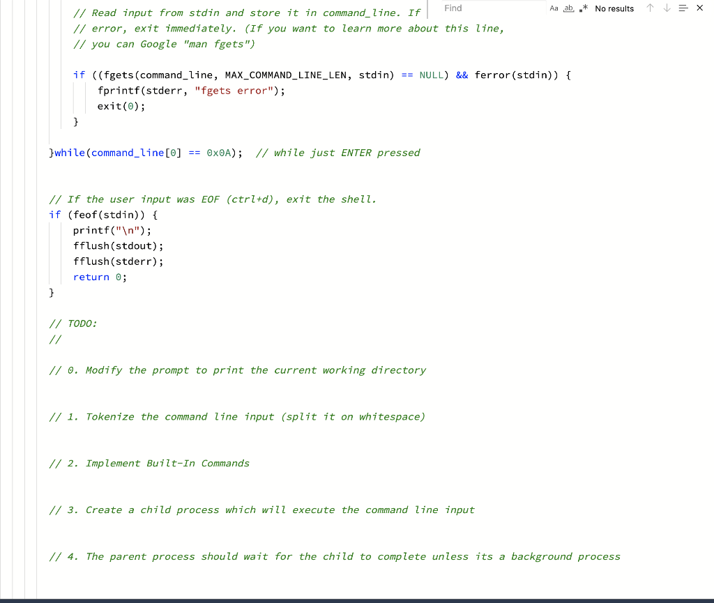 Solved Write in C! Print the Shell Prompt and Adding | Chegg.com