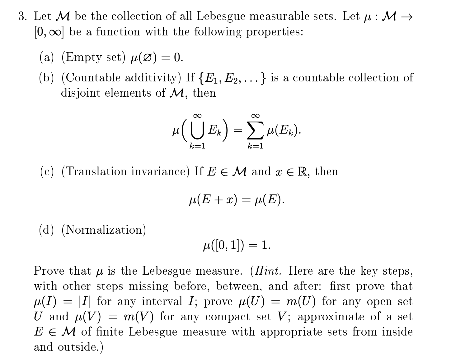 Solved Let M be the collection of all Lebesgue measurable | Chegg.com