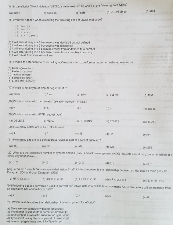 Solved [14] In JavaScript Object Notation (JSON), a value | Chegg.com