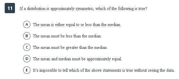 Solved 11 If a distribution is approximately symmetric, | Chegg.com