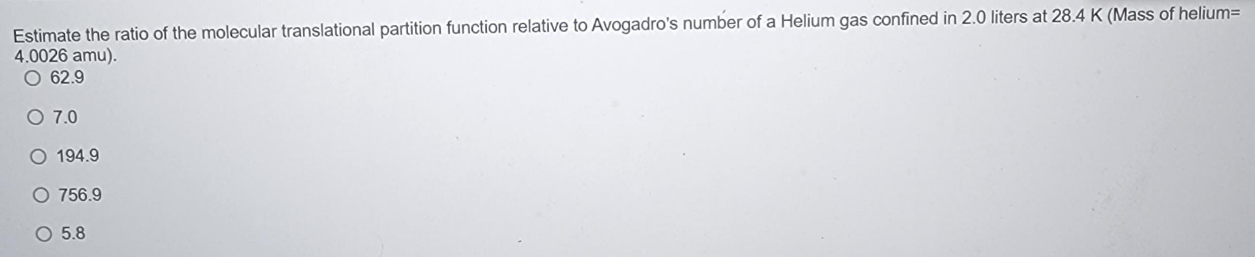 Solved Estimate the ratio of the molecular translational | Chegg.com