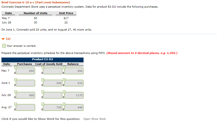 Solved Brief Exercise 6-10 a-c (Part Level Submission) | Chegg.com