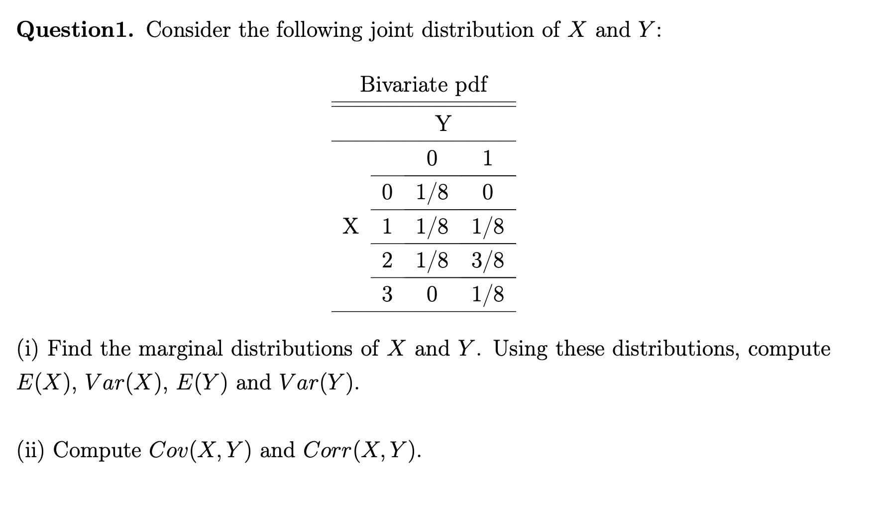 (i) ﻿Find the marginal distributions of X and Y . | Chegg.com