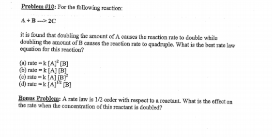 Solved CC 2 RATE LAW -Practice Problems Name: Problem #1: | Chegg.com
