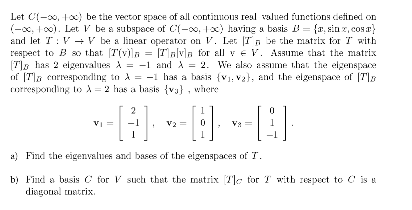 Solved Let C(−∞,+∞) be the vector space of all continuous | Chegg.com