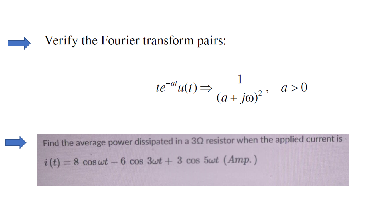 Solved Verify the Fourier transform pairs: te "u(t) 1 (a + | Chegg.com