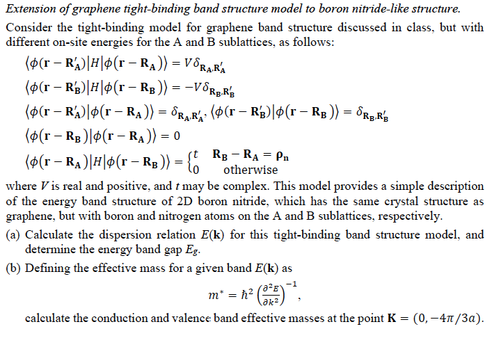 Solved Extension of graphene tight-binding band structure | Chegg.com