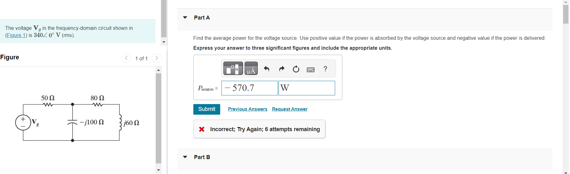 Solved The voltage Vg in the frequency-domain circuit shown | Chegg.com