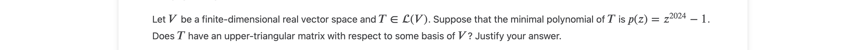 Solved Let V Be ﻿a Finite Dimensional Real Vector Space And