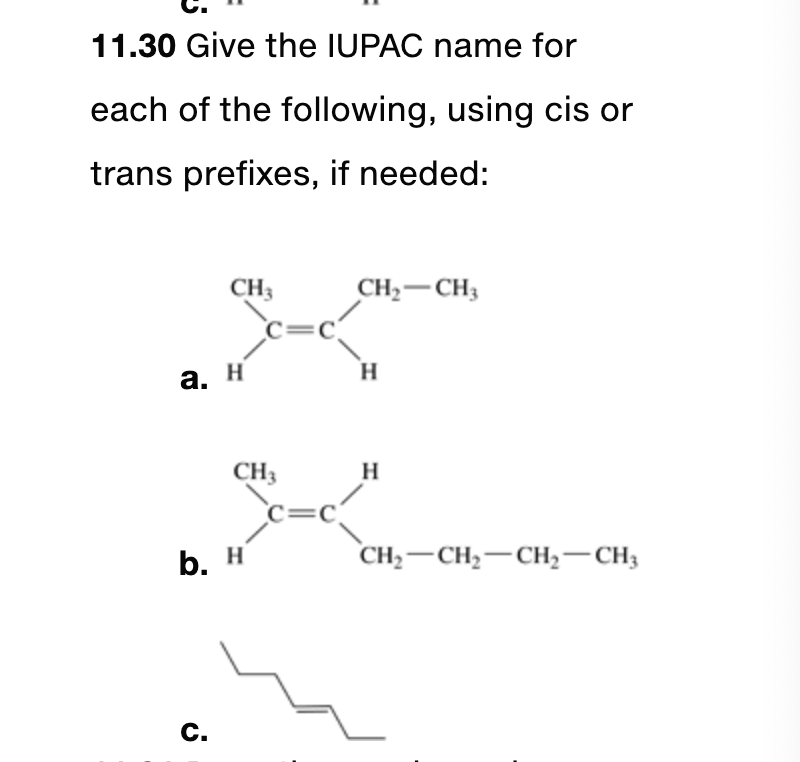 Solved 11.30 Give the IUPAC name for each of the following, | Chegg.com