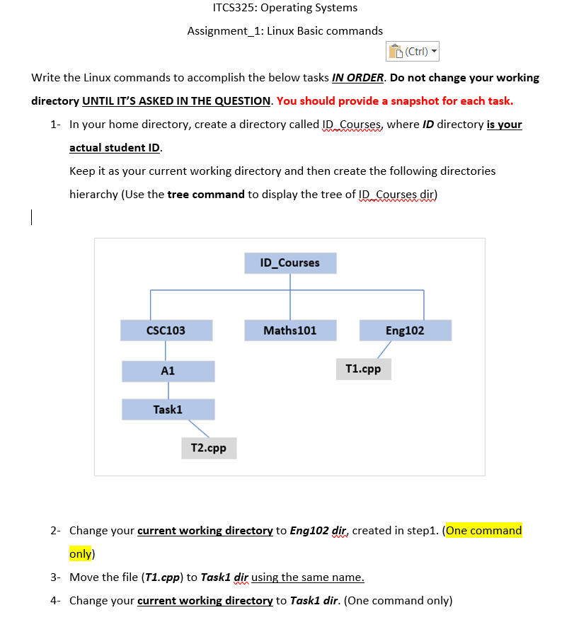 ITCS325: Operating Systems Assignment_1: Linux Basic | Chegg.com