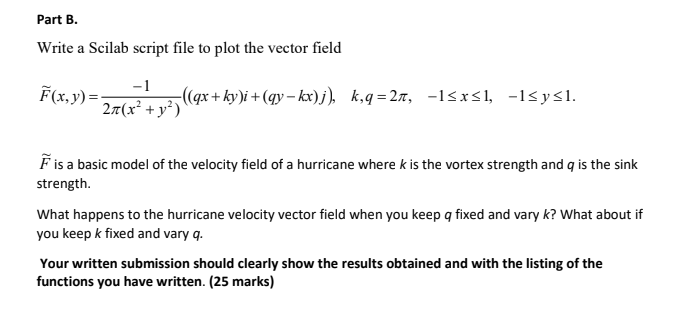 Solved Part B Write A Scilab Script File To Plot The Vector 