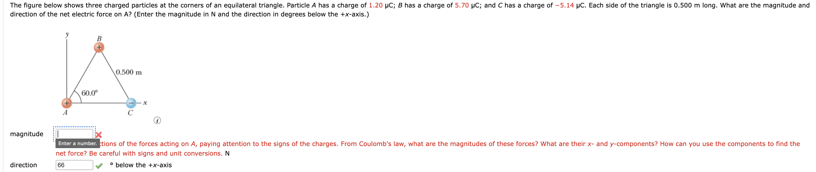 Solved Direction Of The Net Electric Force On A Enter The