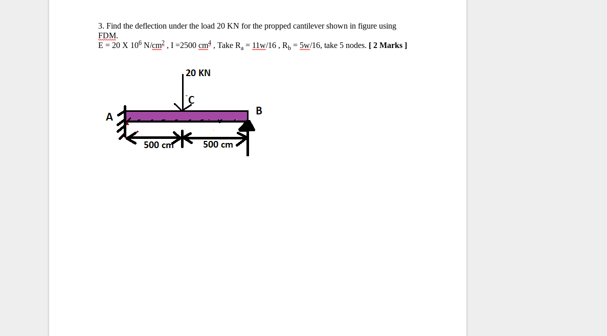 Solved 3. Find the deflection under the load 20 KN for the | Chegg.com