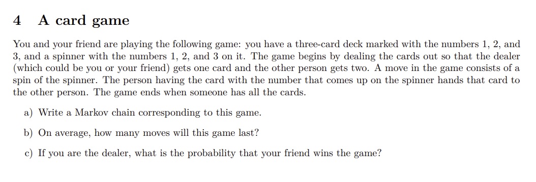 Solved 4 A card game You and your friend are playing the | Chegg.com