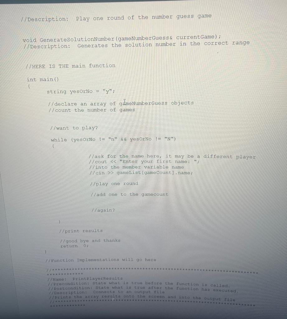 COP 3014-program 5- game, number guess array | Chegg.com