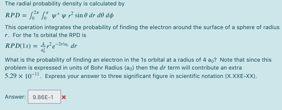Solved The radial probability density is calculated by RPD = | Chegg.com